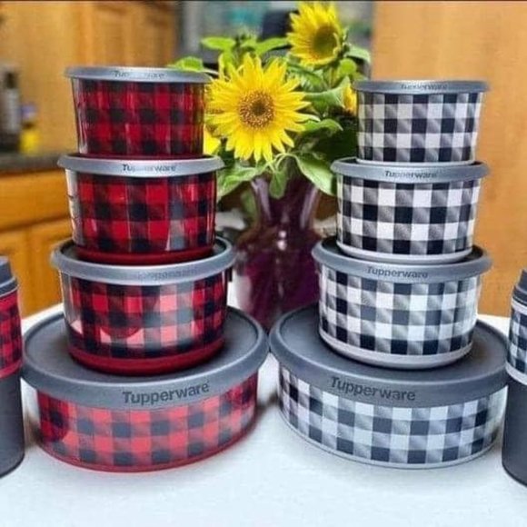 Tupperware | Kitchen | 4 Pc Buffalo Plaid Canister Set | Poshmark